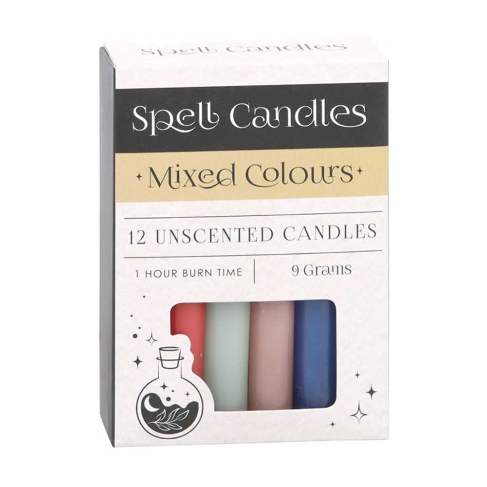 Pack of 12 Mixed Colour Spell Candles – My Crystal